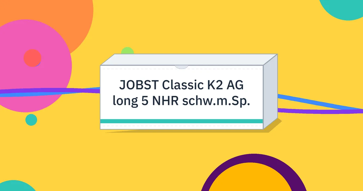 Symbolbild: Packung mit der Aufschrift JOBST Classic K2 AG long 5 NHR schw.m.Sp. (PZN 10726844) – Verfügbarkeit und Bezug in Apotheken in Frankfurt am Main