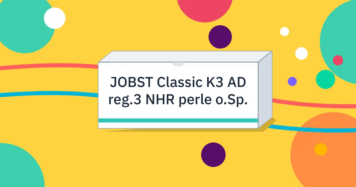 Symbolbild: Packung mit der Aufschrift JOBST Classic K3 AD reg.3 NHR perle o.Sp. (PZN 13071131) – Verfügbarkeit und Bezug in Apotheken in Frankfurt am Main
