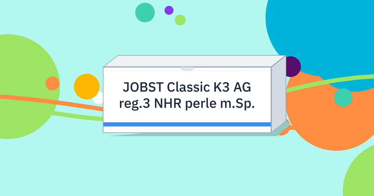 Symbolbild: Packung mit der Aufschrift JOBST Classic K3 AG reg.3 NHR perle m.Sp. (PZN 13073271) – Verfügbarkeit und Bezug in Apotheken in Frankfurt am Main