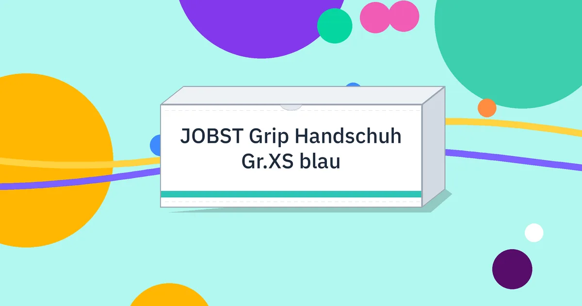 Symbolbild: Packung mit der Aufschrift JOBST Grip Handschuh Gr.XS blau (PZN 15233359) – Verfügbarkeit und Bezug in Apotheken in Frankfurt am Main