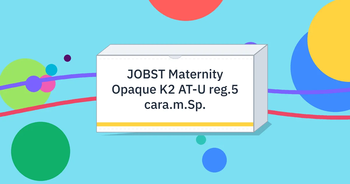 Symbolbild: Packung mit der Aufschrift JOBST Maternity Opaque K2 AT-U reg.5 cara.m.Sp. (PZN 15851761) – Verfügbarkeit und Bezug in Apotheken in Frankfurt am Main