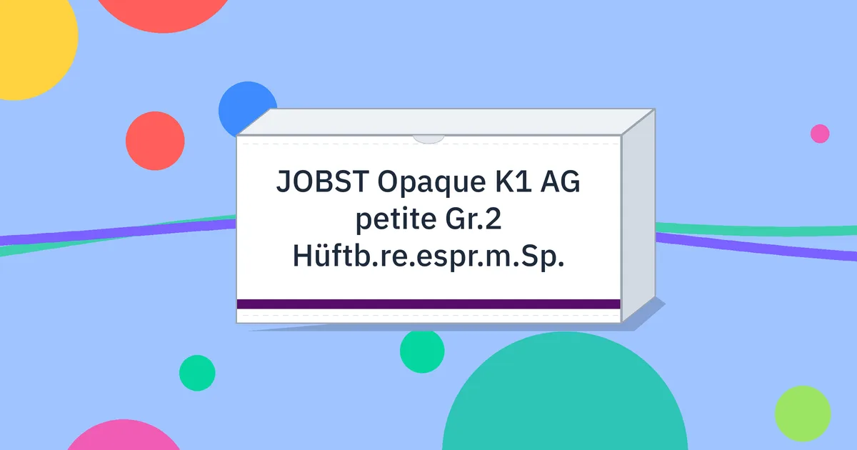 Symbolbild: Packung mit der Aufschrift JOBST Opaque K1 AG petite Gr.2 Hüftb.re.espr.m.Sp. (PZN 16273964) – Verfügbarkeit und Bezug in Apotheken in Frankfurt am Main