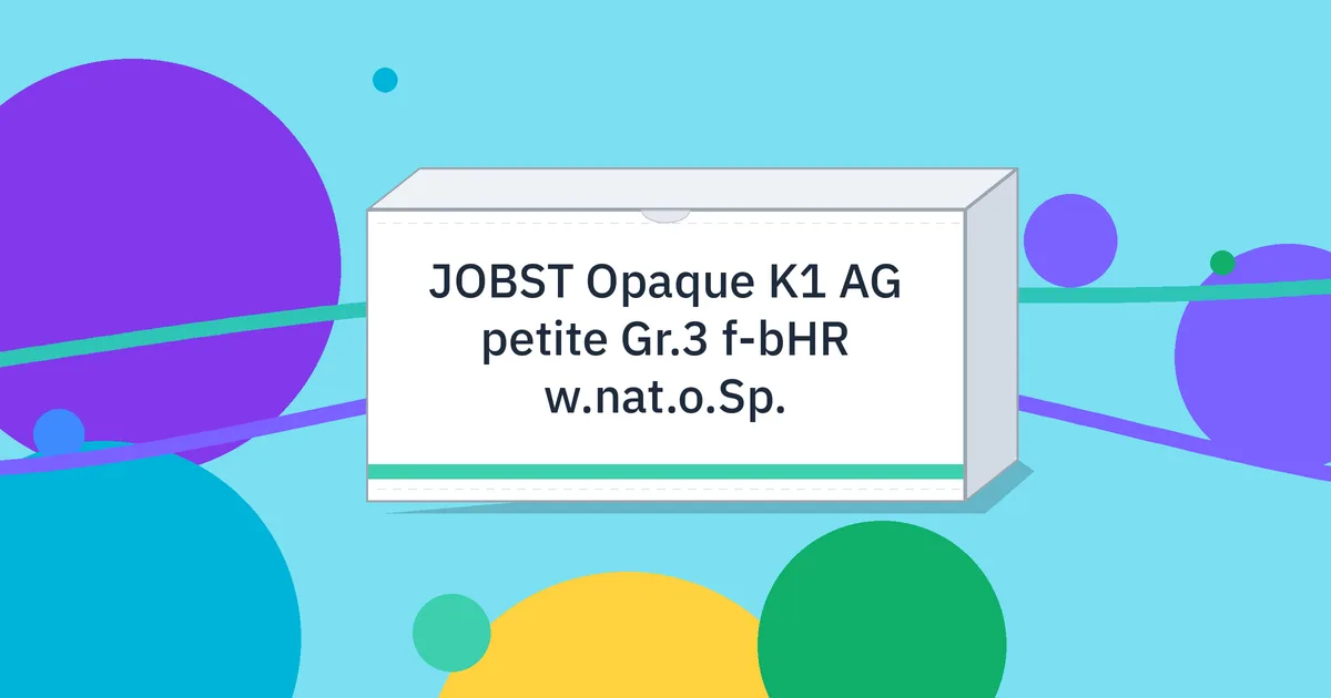 Symbolbild: Packung mit der Aufschrift JOBST Opaque K1 AG petite Gr.3 f-bHR w.nat.o.Sp. (PZN 13087764) – Verfügbarkeit und Bezug in Apotheken in Frankfurt am Main