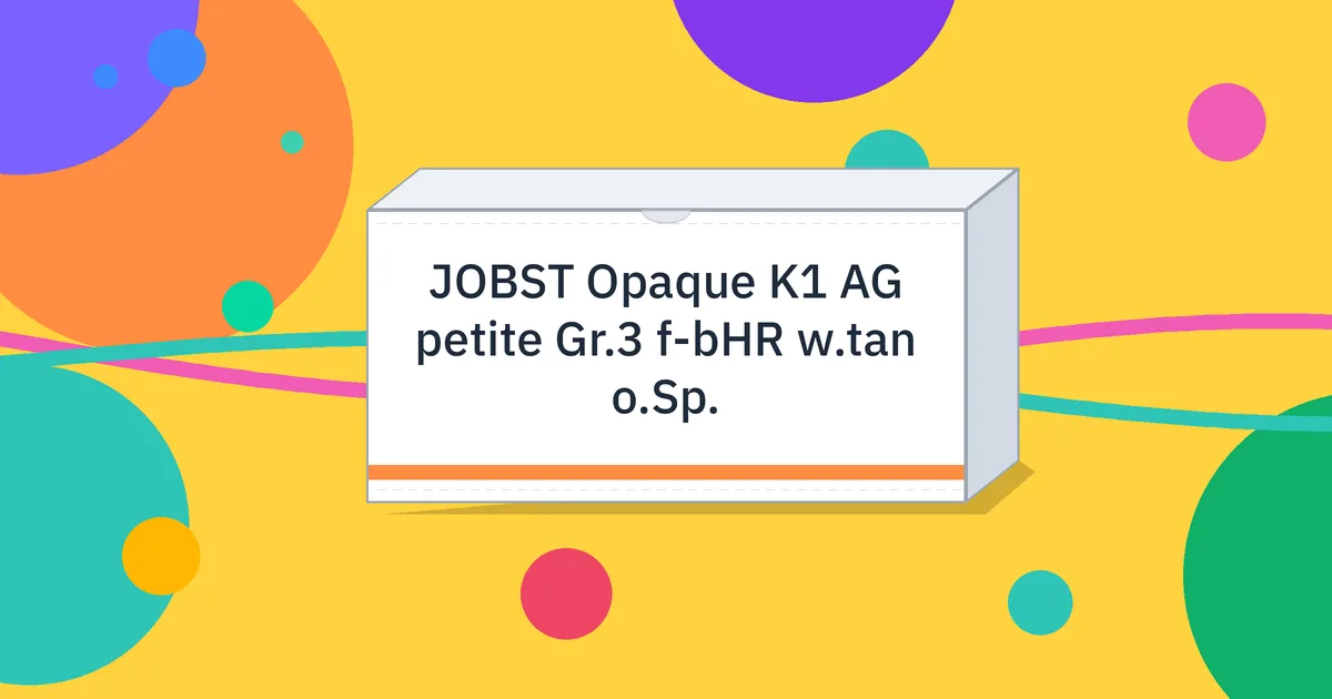 Symbolbild: Packung mit der Aufschrift JOBST Opaque K1 AG petite Gr.3 f-bHR w.tan o.Sp. (PZN 16269951) – Verfügbarkeit und Bezug in Apotheken in Frankfurt am Main