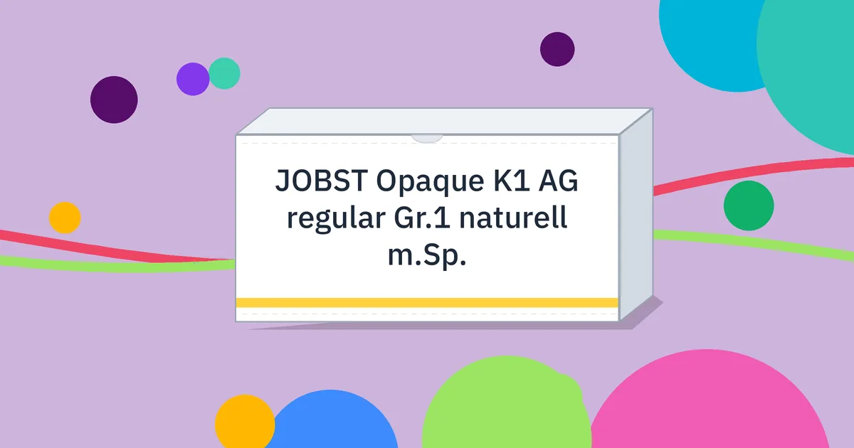 Symbolbild: Packung mit der Aufschrift JOBST Opaque K1 AG regular Gr.1 naturell m.Sp. (PZN 13092274) – Verfügbarkeit und Bezug in Apotheken in Frankfurt am Main