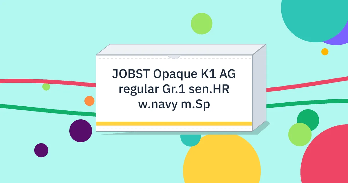 Symbolbild: Packung mit der Aufschrift JOBST Opaque K1 AG regular Gr.1 sen.HR w.navy m.Sp (PZN 13093061) – Verfügbarkeit und Bezug in Apotheken in Frankfurt am Main