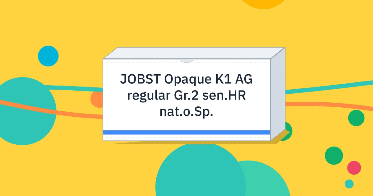 Symbolbild: Packung mit der Aufschrift JOBST Opaque K1 AG regular Gr.2 sen.HR nat.o.Sp. (PZN 13096088) – Verfügbarkeit und Bezug in Apotheken in Frankfurt am Main