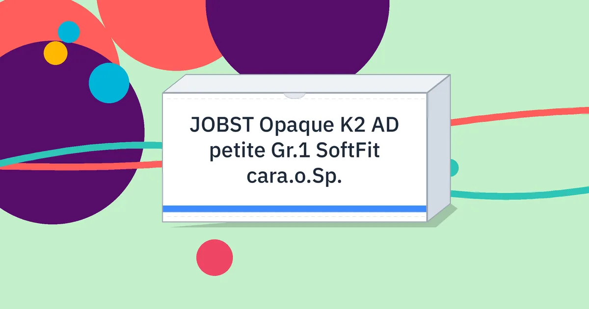 Symbolbild: Packung mit der Aufschrift JOBST Opaque K2 AD petite Gr.1 SoftFit cara.o.Sp. (PZN 11250214) – Verfügbarkeit und Bezug in Apotheken in Frankfurt am Main