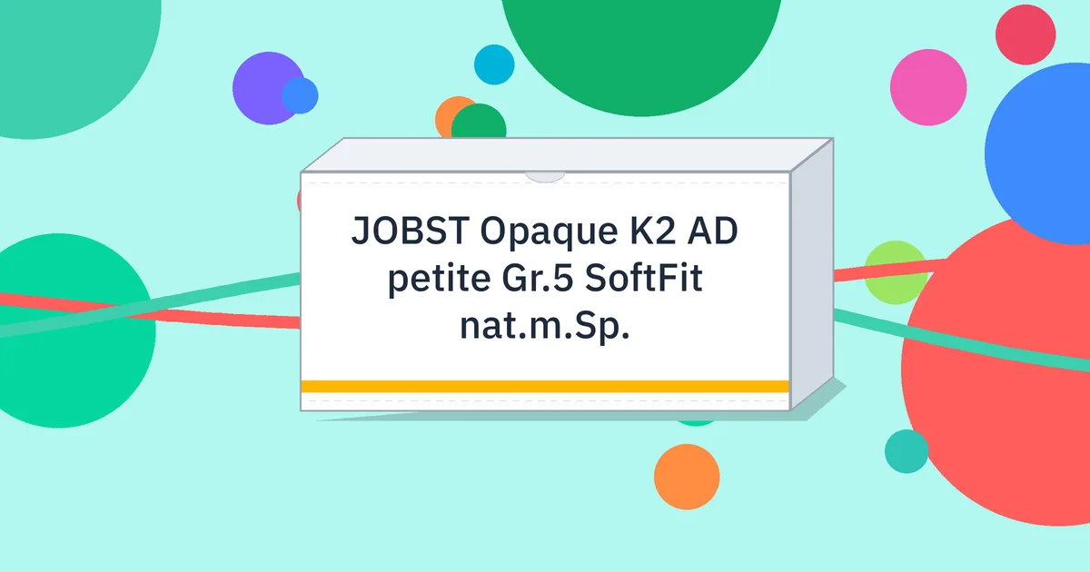 Symbolbild: Packung mit der Aufschrift JOBST Opaque K2 AD petite Gr.5 SoftFit nat.m.Sp. (PZN 11250585) – Verfügbarkeit und Bezug in Apotheken in Frankfurt am Main