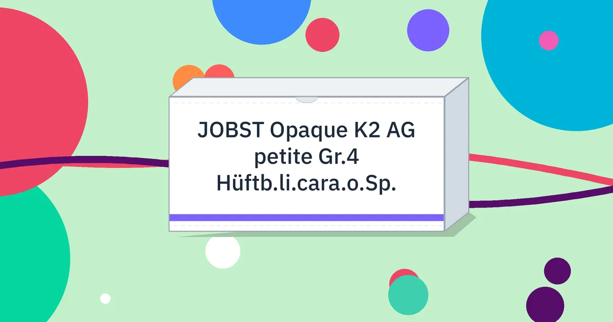 Symbolbild: Packung mit der Aufschrift JOBST Opaque K2 AG petite Gr.4 Hüftb.li.cara.o.Sp. (PZN 13113912) – Verfügbarkeit und Bezug in Apotheken in Frankfurt am Main