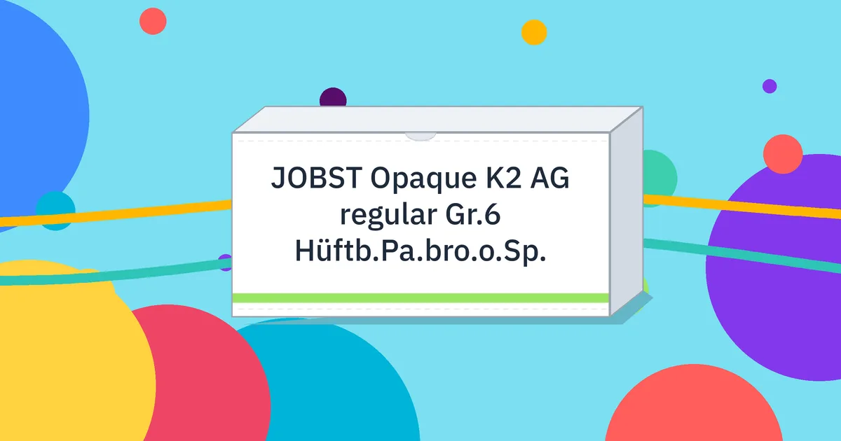 Symbolbild: Packung mit der Aufschrift JOBST Opaque K2 AG regular Gr.6 Hüftb.Pa.bro.o.Sp. (PZN 13116773) – Verfügbarkeit und Bezug in Apotheken in Frankfurt am Main