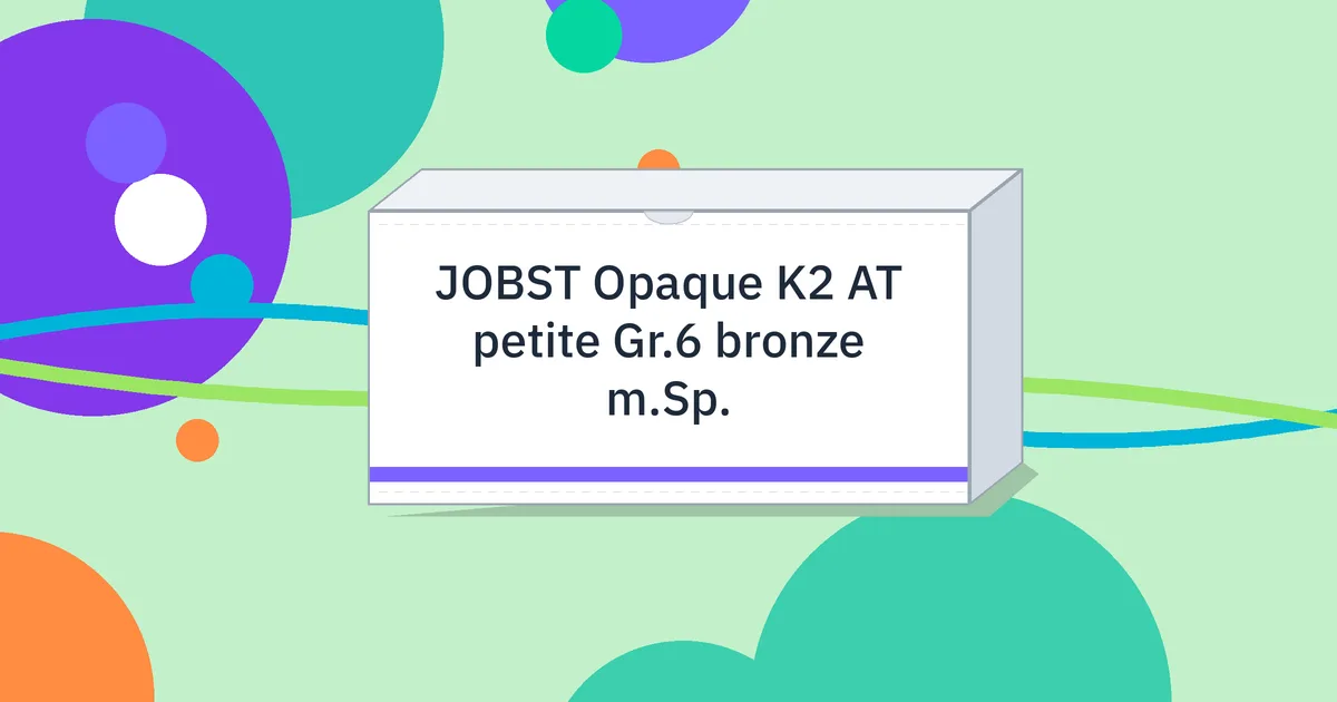 Symbolbild: Packung mit der Aufschrift JOBST Opaque K2 AT petite Gr.6 bronze m.Sp. (PZN 13119429) – Verfügbarkeit und Bezug in Apotheken in Frankfurt am Main