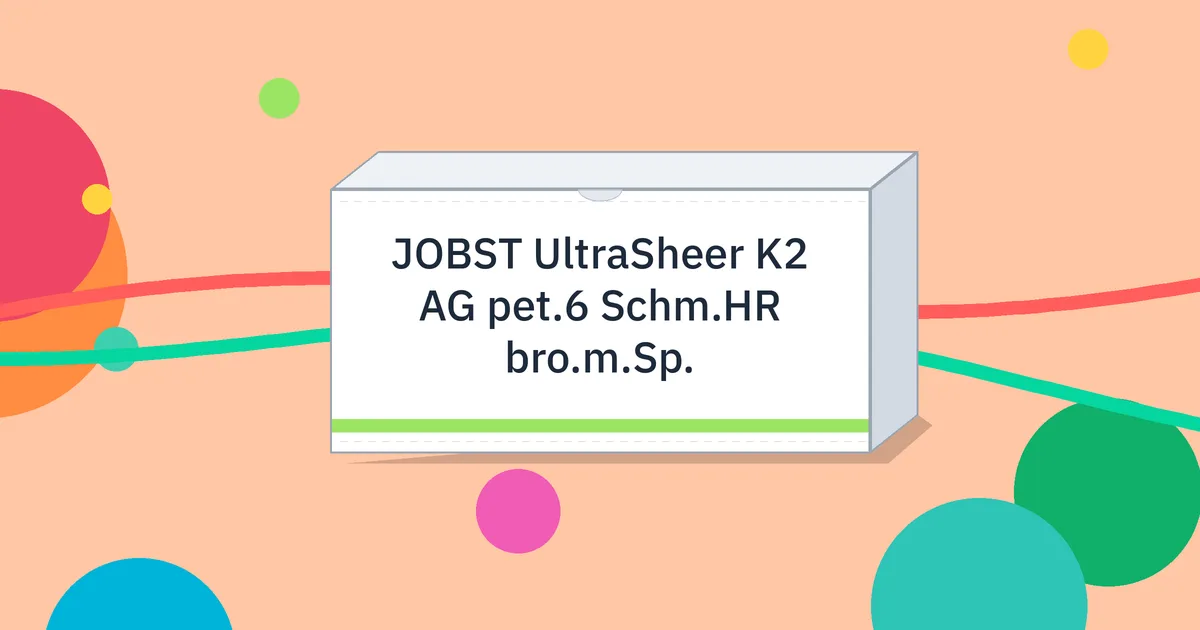 Symbolbild: Packung mit der Aufschrift JOBST UltraSheer K2 AG pet.6 Schm.HR bro.m.Sp. (PZN 13141788) – Verfügbarkeit und Bezug in Apotheken in Frankfurt am Main