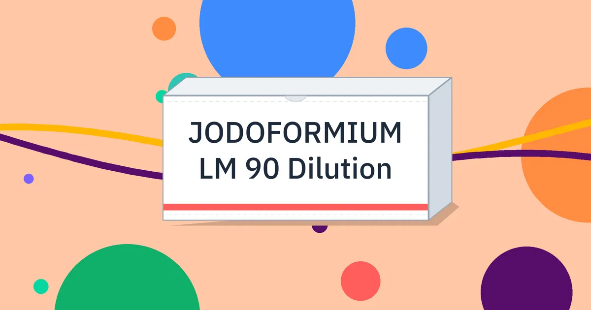 Symbolbild: Packung mit der Aufschrift JODOFORMIUM LM 90 Dilution (PZN 13563503) – Verfügbarkeit und Bezug in Apotheken in Frankfurt am Main