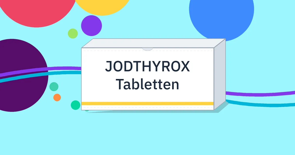 Symbolbild: Packung mit der Aufschrift JODTHYROX Tabletten (PZN 00051960) – Verfügbarkeit und Bezug in Apotheken in Frankfurt am Main