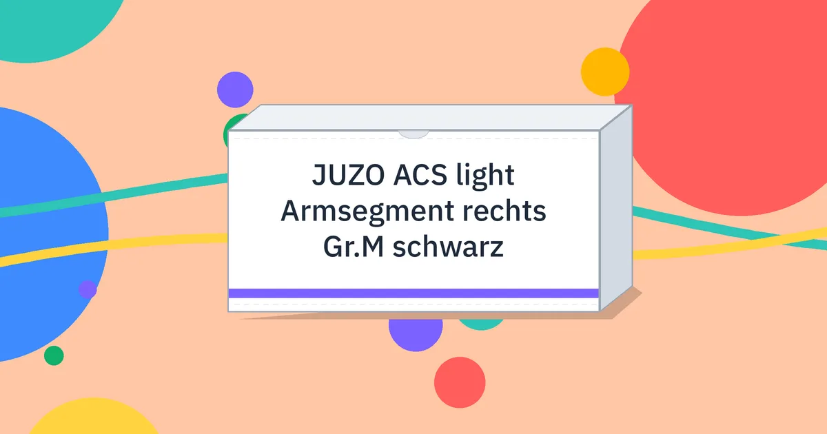 Symbolbild: Packung mit der Aufschrift JUZO ACS light Armsegment rechts Gr.M schwarz (PZN 13575535) – Verfügbarkeit und Bezug in Apotheken in Frankfurt am Main