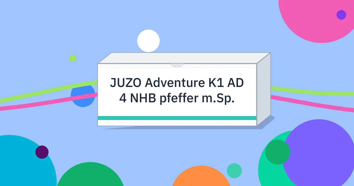 Symbolbild: Packung mit der Aufschrift JUZO Adventure K1 AD 4 NHB pfeffer m.Sp. (PZN 14974792) – Verfügbarkeit und Bezug in Apotheken in Frankfurt am Main