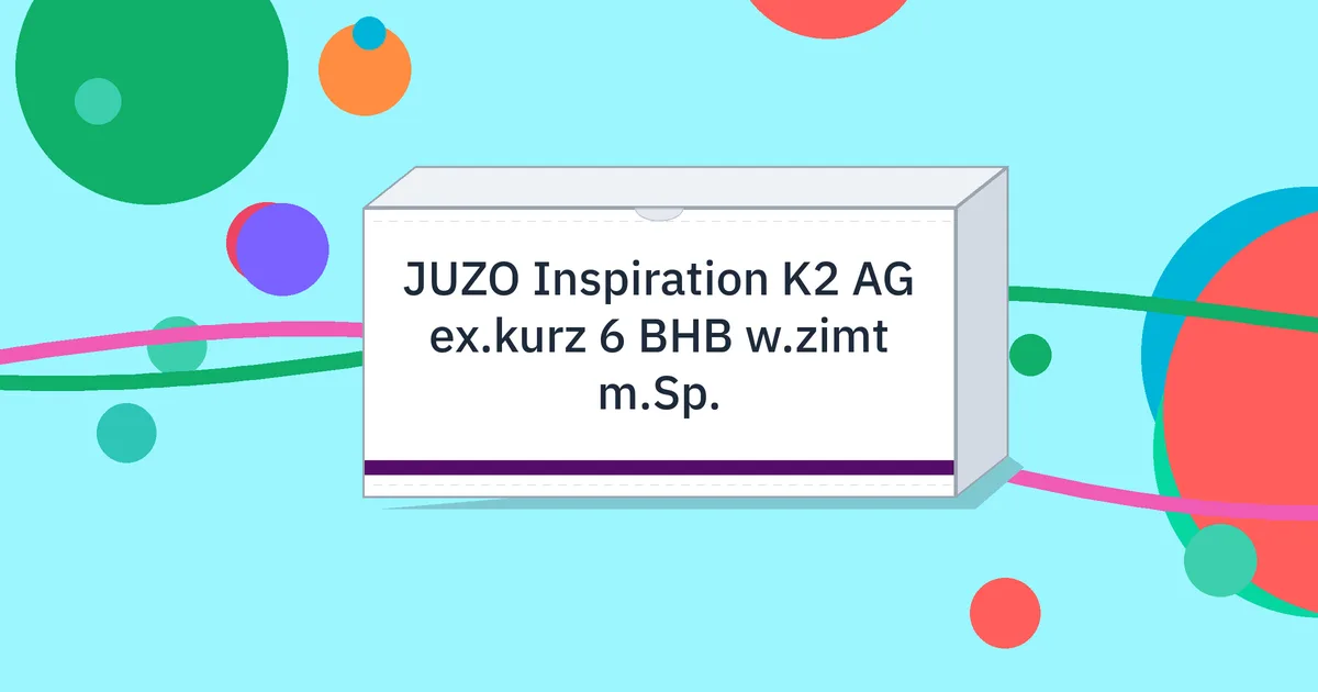Symbolbild: Packung mit der Aufschrift JUZO Inspiration K2 AG ex.kurz 6 BHB w.zimt m.Sp. (PZN 14851204) – Verfügbarkeit und Bezug in Apotheken in Frankfurt am Main