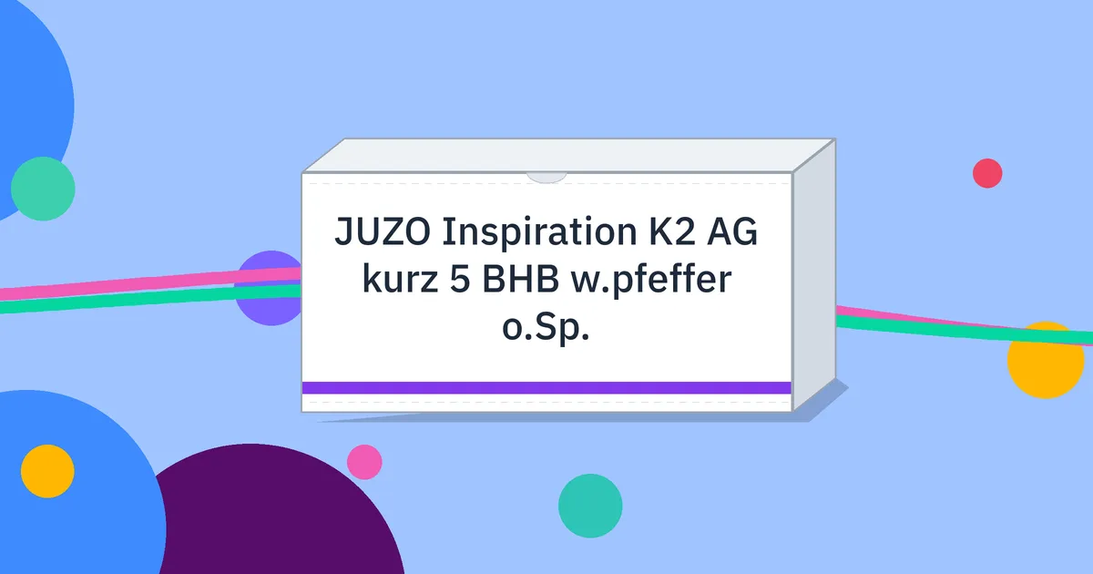 Symbolbild: Packung mit der Aufschrift JUZO Inspiration K2 AG kurz 5 BHB w.pfeffer o.Sp. (PZN 14850481) – Verfügbarkeit und Bezug in Apotheken in Frankfurt am Main