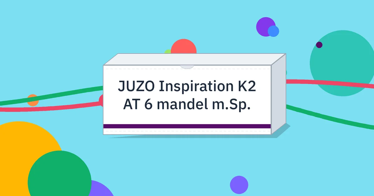 Symbolbild: Packung mit der Aufschrift JUZO Inspiration K2 AT 6 mandel m.Sp. (PZN 14927172) – Verfügbarkeit und Bezug in Apotheken in Frankfurt am Main
