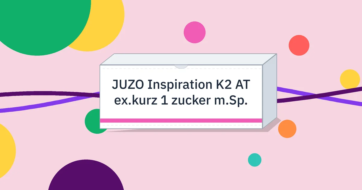 Symbolbild: Packung mit der Aufschrift JUZO Inspiration K2 AT ex.kurz 1 zucker m.Sp. (PZN 14952721) – Verfügbarkeit und Bezug in Apotheken in Frankfurt am Main