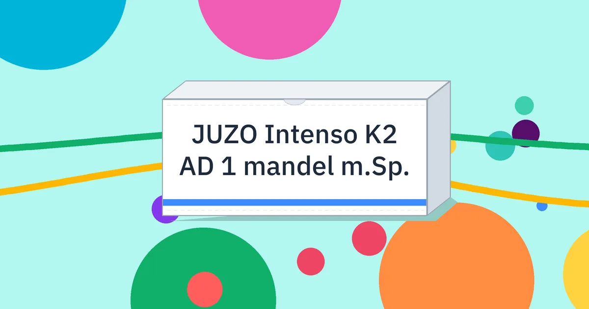 Symbolbild: Packung mit der Aufschrift JUZO Intenso K2 AD 1 mandel m.Sp. (PZN 18606341) – Verfügbarkeit und Bezug in Apotheken in Frankfurt am Main