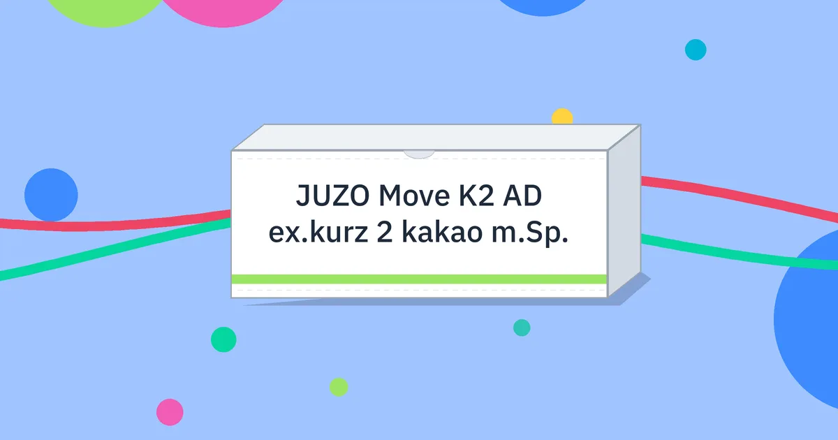 Symbolbild: Packung mit der Aufschrift JUZO Move K2 AD ex.kurz 2 kakao m.Sp. (PZN 18541647) – Verfügbarkeit und Bezug in Apotheken in Frankfurt am Main