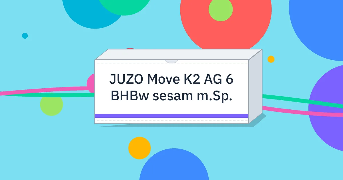 Symbolbild: Packung mit der Aufschrift JUZO Move K2 AG 6 BHBw sesam m.Sp. (PZN 18524519) – Verfügbarkeit und Bezug in Apotheken in Frankfurt am Main