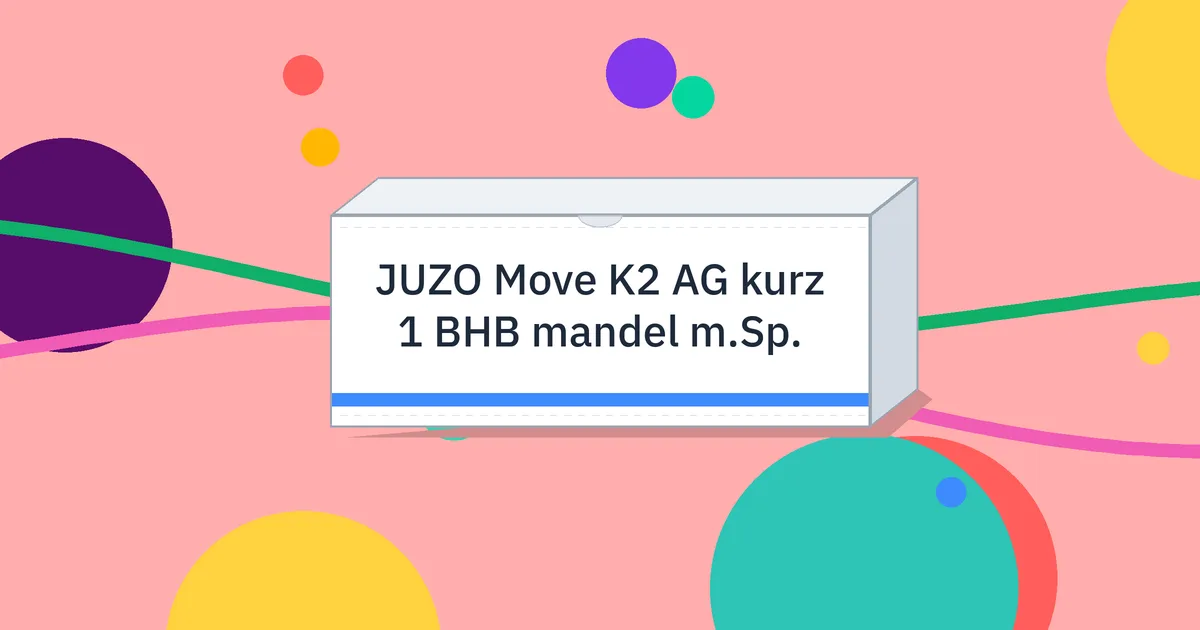 Symbolbild: Packung mit der Aufschrift JUZO Move K2 AG kurz 1 BHB mandel m.Sp. (PZN 16637604) – Verfügbarkeit und Bezug in Apotheken in Frankfurt am Main
