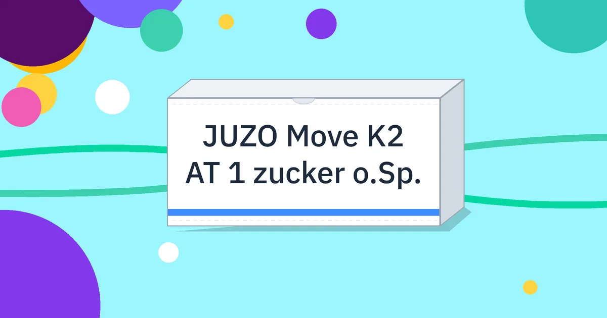 Symbolbild: Packung mit der Aufschrift JUZO Move K2 AT 1 zucker o.Sp. (PZN 20668958) – Verfügbarkeit und Bezug in Apotheken in Frankfurt am Main