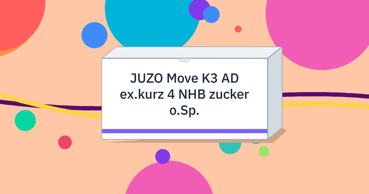 Symbolbild: Packung mit der Aufschrift JUZO Move K3 AD ex.kurz 4 NHB zucker o.Sp. (PZN 18570040) – Verfügbarkeit und Bezug in Apotheken in Frankfurt am Main