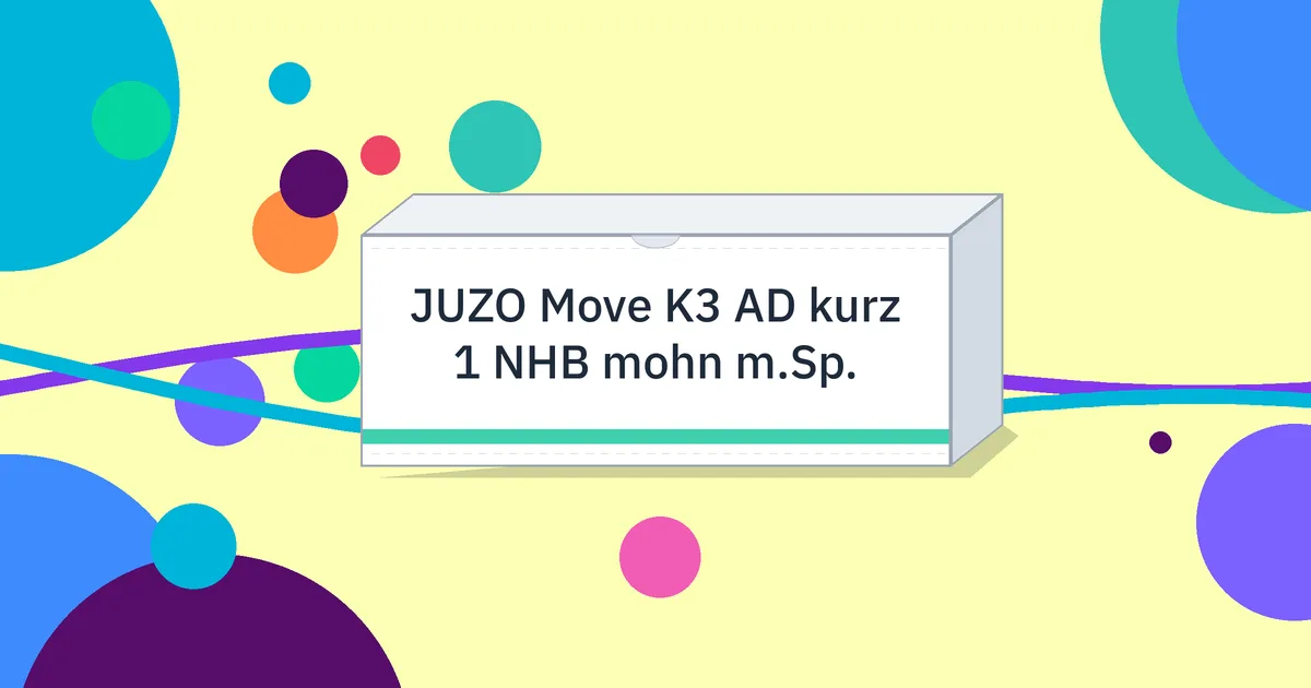 Symbolbild: Packung mit der Aufschrift JUZO Move K3 AD kurz 1 NHB mohn m.Sp. (PZN 18572091) – Verfügbarkeit und Bezug in Apotheken in Frankfurt am Main
