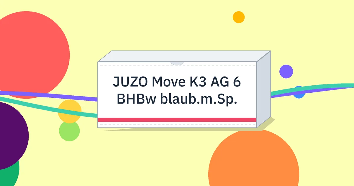 Symbolbild: Packung mit der Aufschrift JUZO Move K3 AG 6 BHBw blaub.m.Sp. (PZN 18587684) – Verfügbarkeit und Bezug in Apotheken in Frankfurt am Main