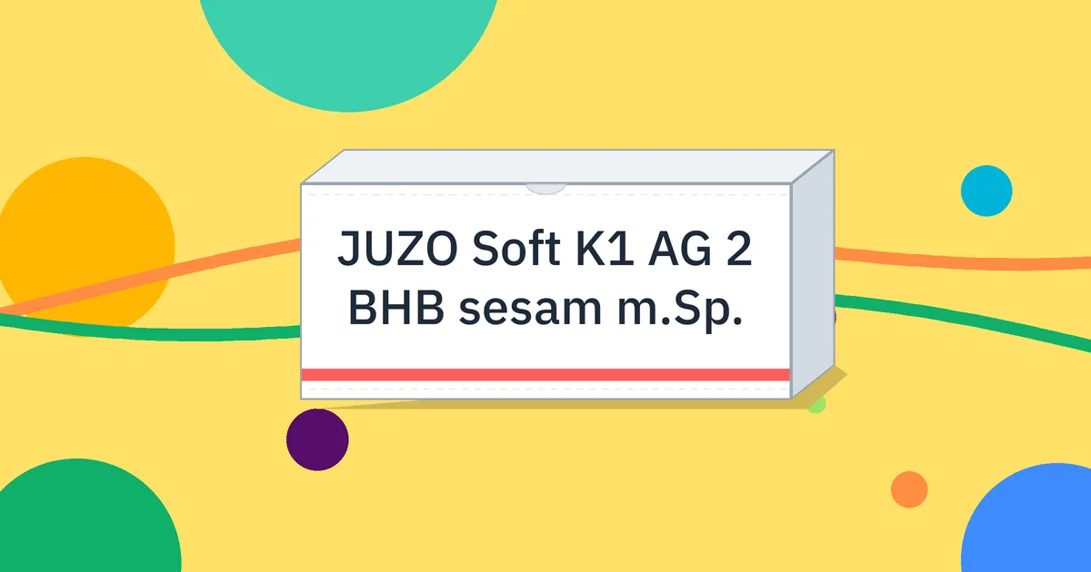 Symbolbild: Packung mit der Aufschrift JUZO Soft K1 AG 2 BHB sesam m.Sp. (PZN 14820801) – Verfügbarkeit und Bezug in Apotheken in Frankfurt am Main