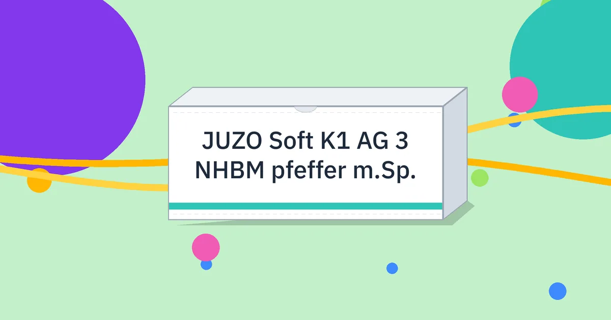 Symbolbild: Packung mit der Aufschrift JUZO Soft K1 AG 3 NHBM pfeffer m.Sp. (PZN 15015467) – Verfügbarkeit und Bezug in Apotheken in Frankfurt am Main