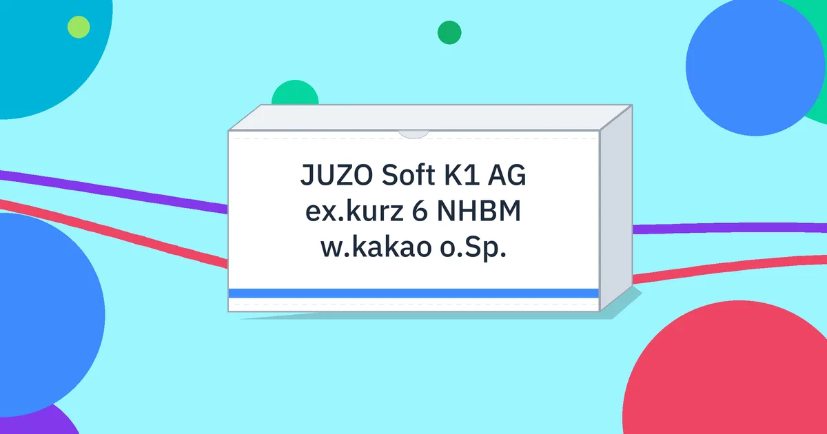 Symbolbild: Packung mit der Aufschrift JUZO Soft K1 AG ex.kurz 6 NHBM w.kakao o.Sp. (PZN 15001040) – Verfügbarkeit und Bezug in Apotheken in Frankfurt am Main