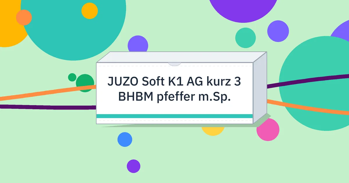 Symbolbild: Packung mit der Aufschrift JUZO Soft K1 AG kurz 3 BHBM pfeffer m.Sp. (PZN 14855461) – Verfügbarkeit und Bezug in Apotheken in Frankfurt am Main