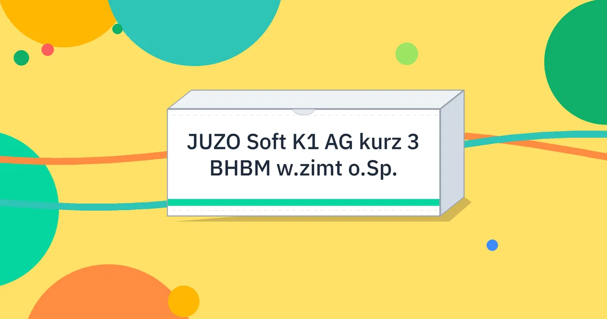 Symbolbild: Packung mit der Aufschrift JUZO Soft K1 AG kurz 3 BHBM w.zimt o.Sp. (PZN 14865407) – Verfügbarkeit und Bezug in Apotheken in Frankfurt am Main