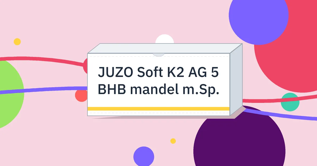 Symbolbild: Packung mit der Aufschrift JUZO Soft K2 AG 5 BHB mandel m.Sp. (PZN 14825023) – Verfügbarkeit und Bezug in Apotheken in Frankfurt am Main