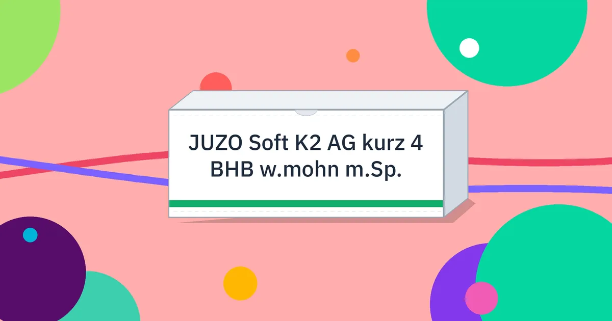 Symbolbild: Packung mit der Aufschrift JUZO Soft K2 AG kurz 4 BHB w.mohn m.Sp. (PZN 14842317) – Verfügbarkeit und Bezug in Apotheken in Frankfurt am Main