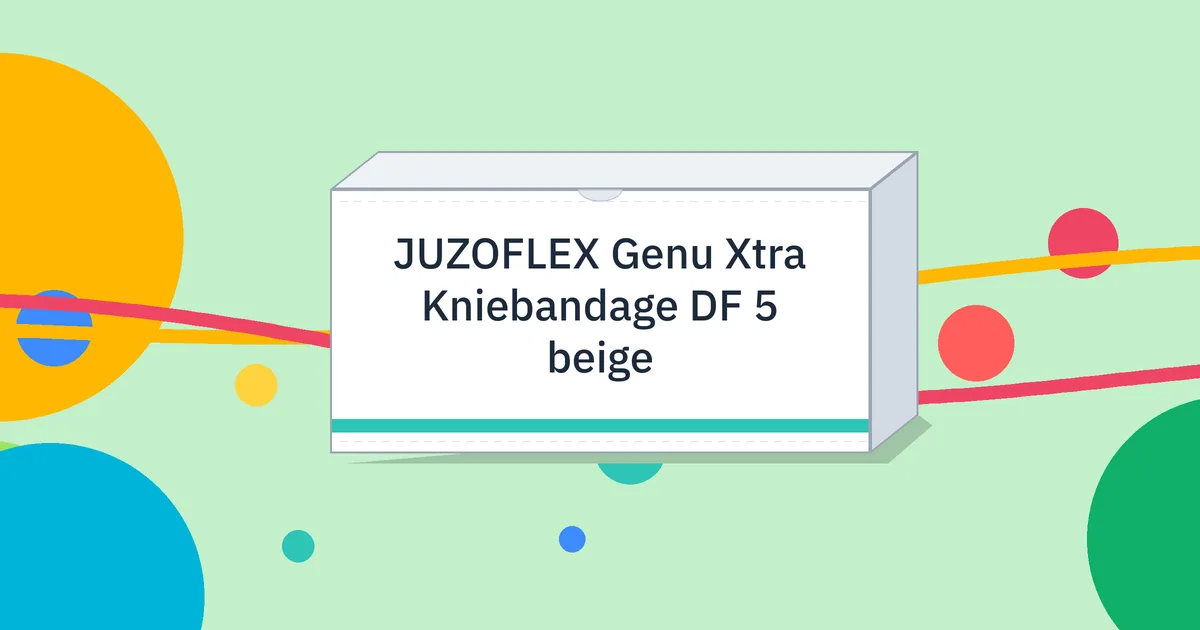 Symbolbild: Packung mit der Aufschrift JUZOFLEX Genu Xtra Kniebandage DF 5 beige (PZN 16497617) – Verfügbarkeit und Bezug in Apotheken in Frankfurt am Main