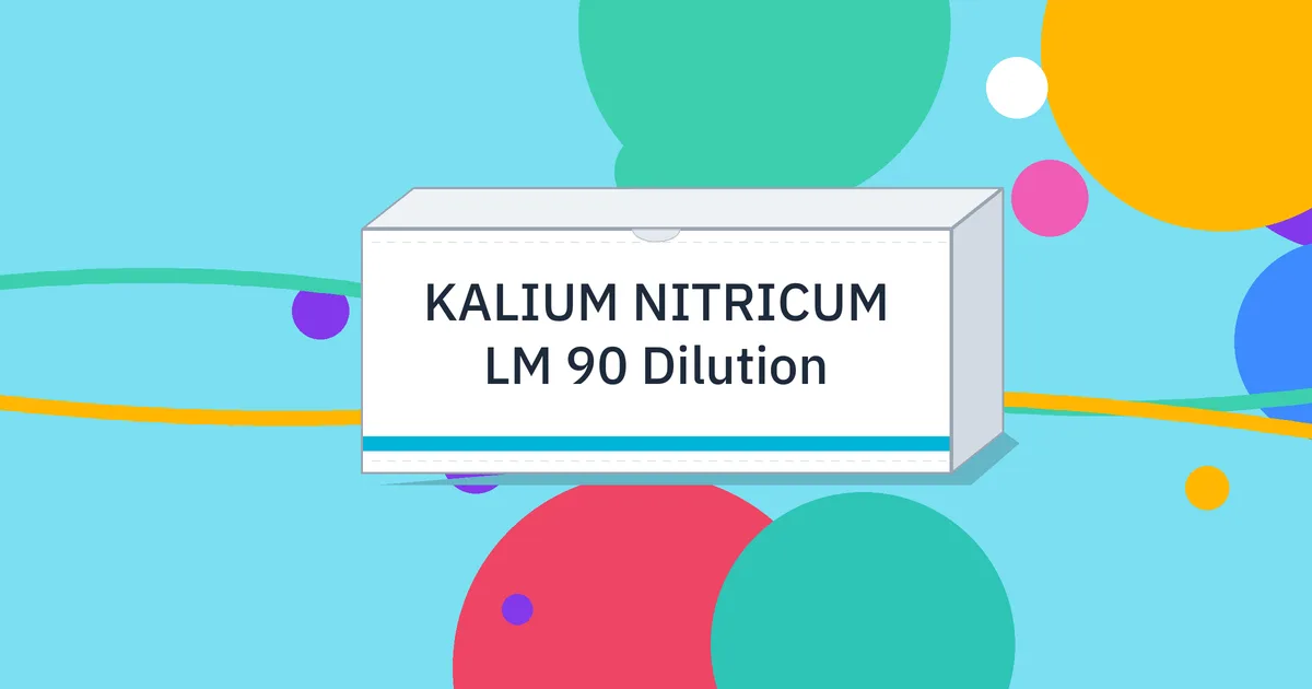 Symbolbild: Packung mit der Aufschrift KALIUM NITRICUM LM 90 Dilution (PZN 12923448) – Verfügbarkeit und Bezug in Apotheken in Frankfurt am Main