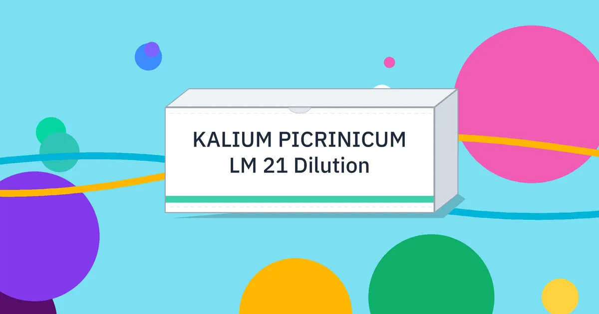 Symbolbild: Packung mit der Aufschrift KALIUM PICRINICUM LM 21 Dilution (PZN 12925097) – Verfügbarkeit und Bezug in Apotheken in Frankfurt am Main
