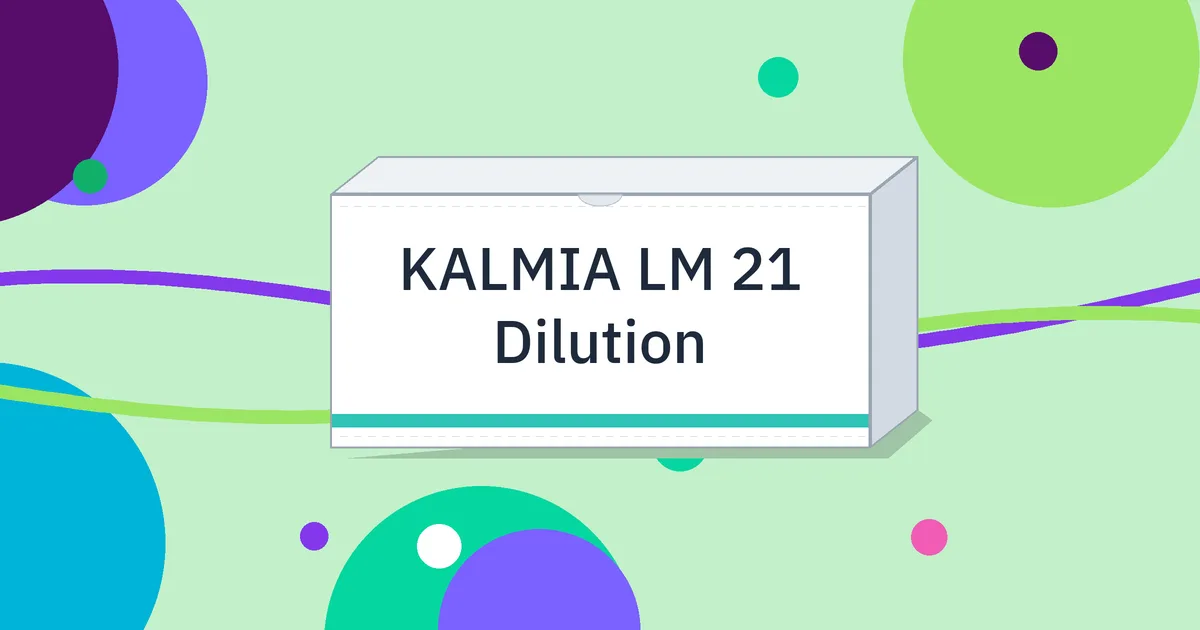 Symbolbild: Packung mit der Aufschrift KALMIA LM 21 Dilution (PZN 12927736) – Verfügbarkeit und Bezug in Apotheken in Frankfurt am Main
