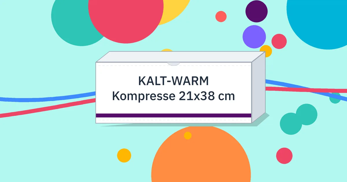 Symbolbild: Packung mit der Aufschrift KALT-WARM Kompresse 21x38 cm (PZN 10076843) – Verfügbarkeit und Bezug in Apotheken in Frankfurt am Main