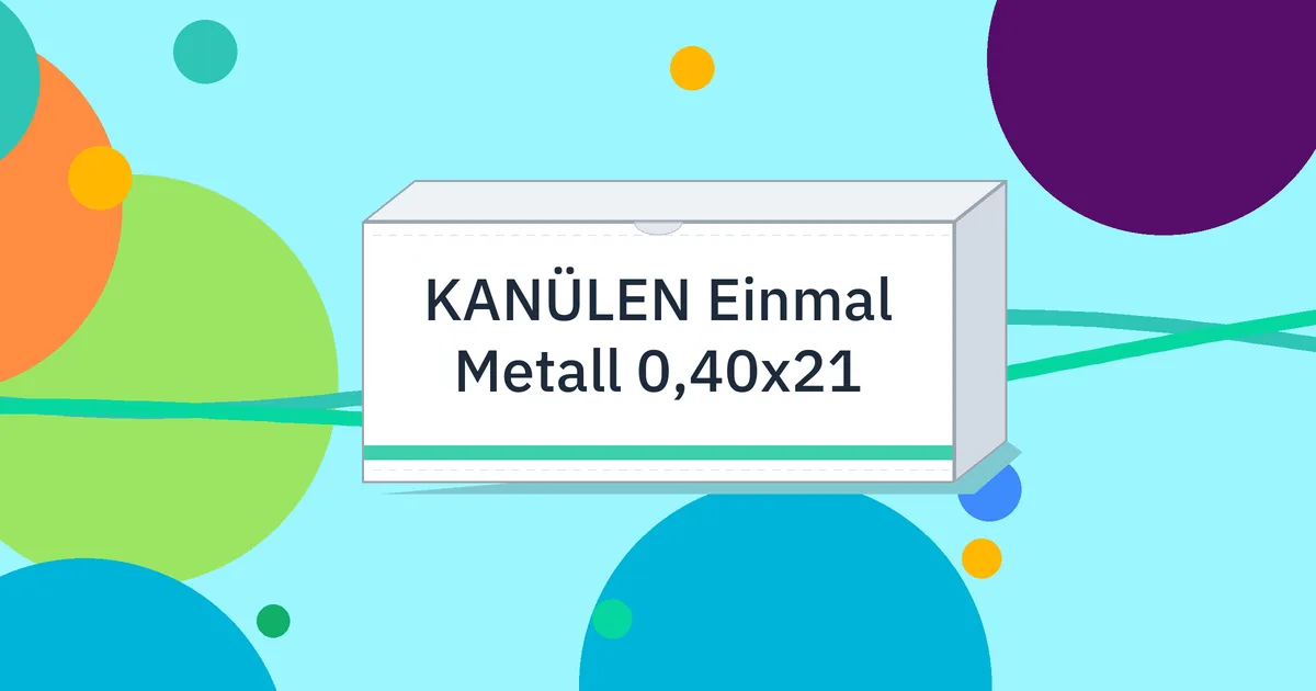 Symbolbild: Packung mit der Aufschrift KANÜLEN Einmal Metall 0,40x21 (PZN 01965254) – Verfügbarkeit und Bezug in Apotheken in Frankfurt am Main