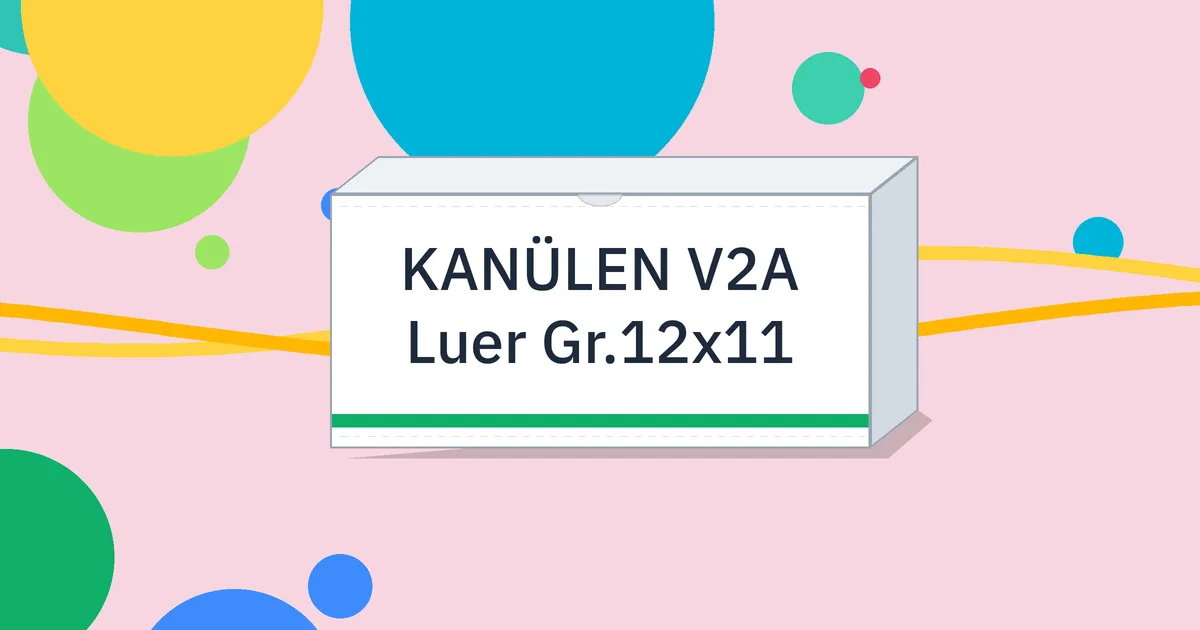 Symbolbild: Packung mit der Aufschrift KANÜLEN V2A Luer Gr.12x11 (PZN 02439585) – Verfügbarkeit und Bezug in Apotheken in Frankfurt am Main