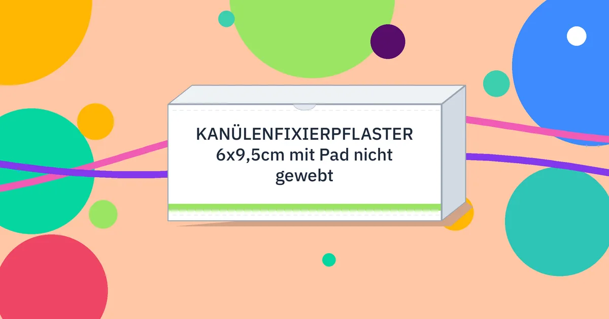 Symbolbild: Packung mit der Aufschrift KANÜLENFIXIERPFLASTER 6x9,5cm mit Pad nicht gewebt (PZN 19759928) – Verfügbarkeit und Bezug in Apotheken in Frankfurt am Main