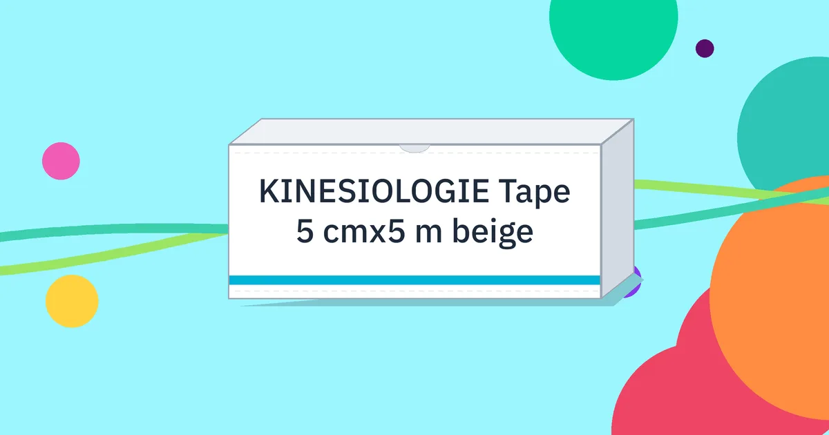 Symbolbild: Packung mit der Aufschrift KINESIOLOGIE Tape 5 cmx5 m beige (PZN 07773679) – Verfügbarkeit und Bezug in Apotheken in Frankfurt am Main