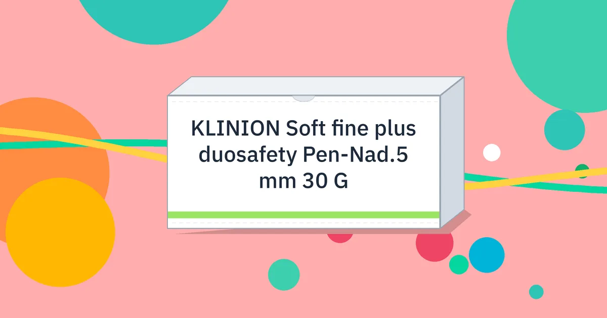 Symbolbild: Packung mit der Aufschrift KLINION Soft fine plus duosafety Pen-Nad.5 mm 30 G (PZN 19166602) – Verfügbarkeit und Bezug in Apotheken in Frankfurt am Main